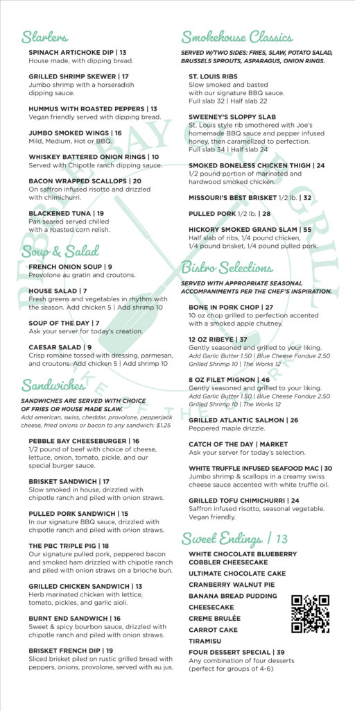 Pebble Bay Club Menu – Pebble Bay Club